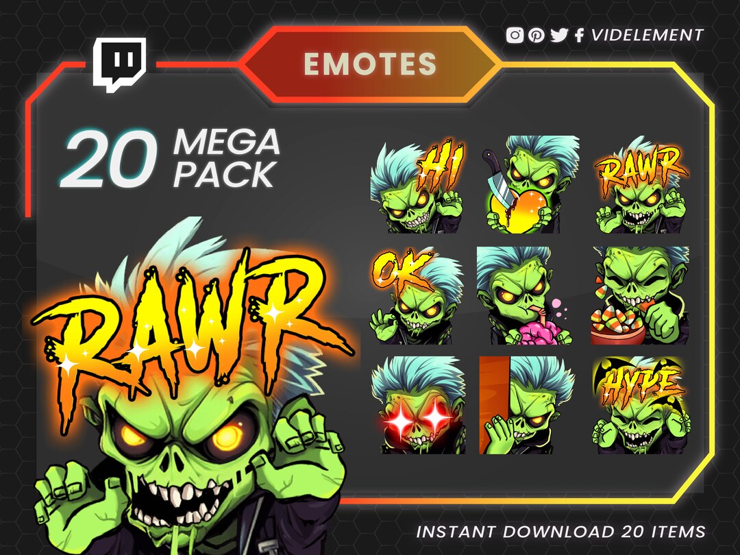 Green Zombie Twitch Emotes: 20 Eerie Undead Designs - Etsy