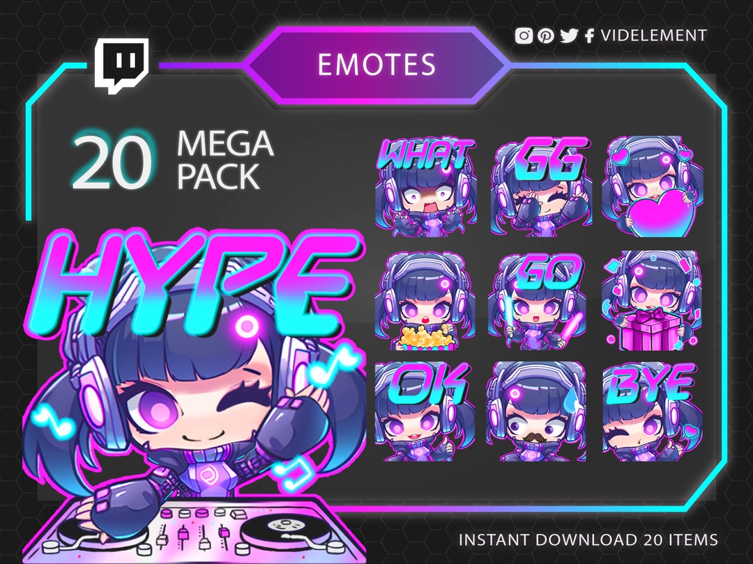 DJ Emotes, zuckende Sub Emotes, Discord Emotes, Mädchen Emotes, DJ ...