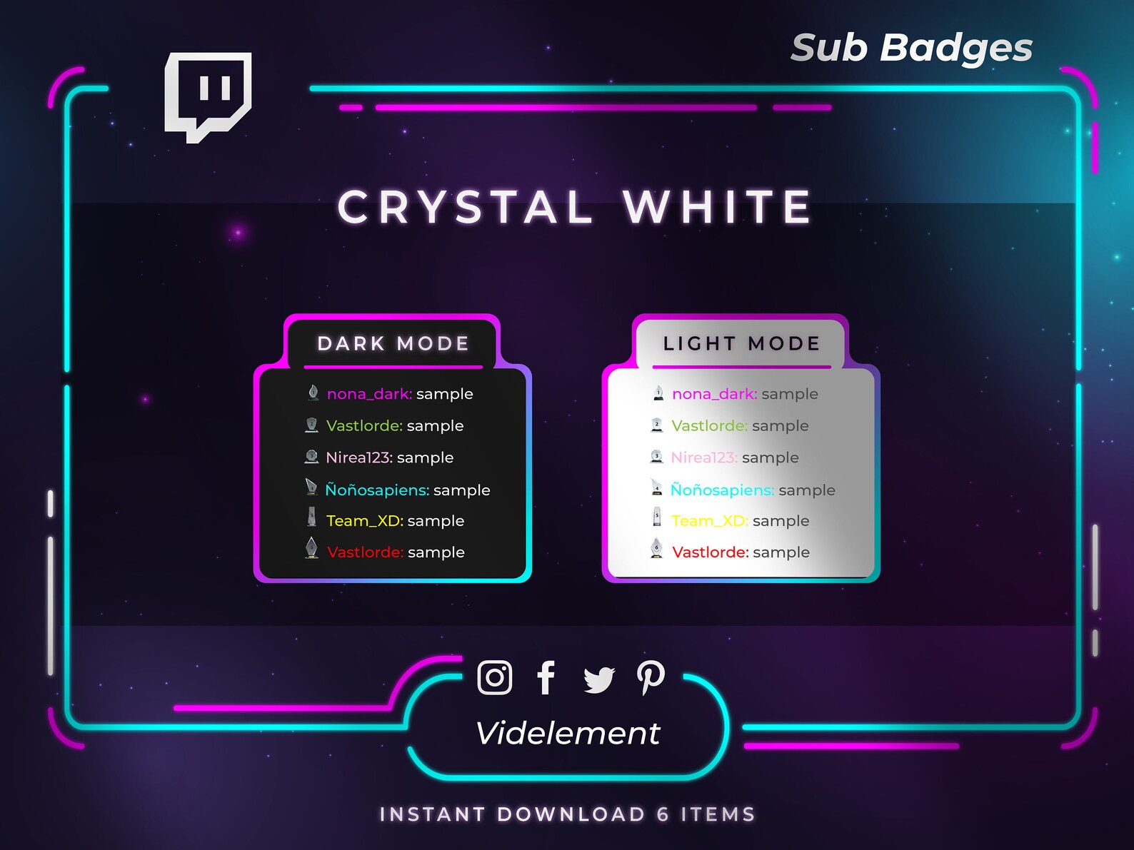 Twitch Sub Badges Crystal Twitch Badges Twitch Sub Badge | Etsy