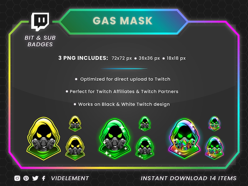 Gas Mask Character Badges for Twitch Twitch Sub Badges - Etsy