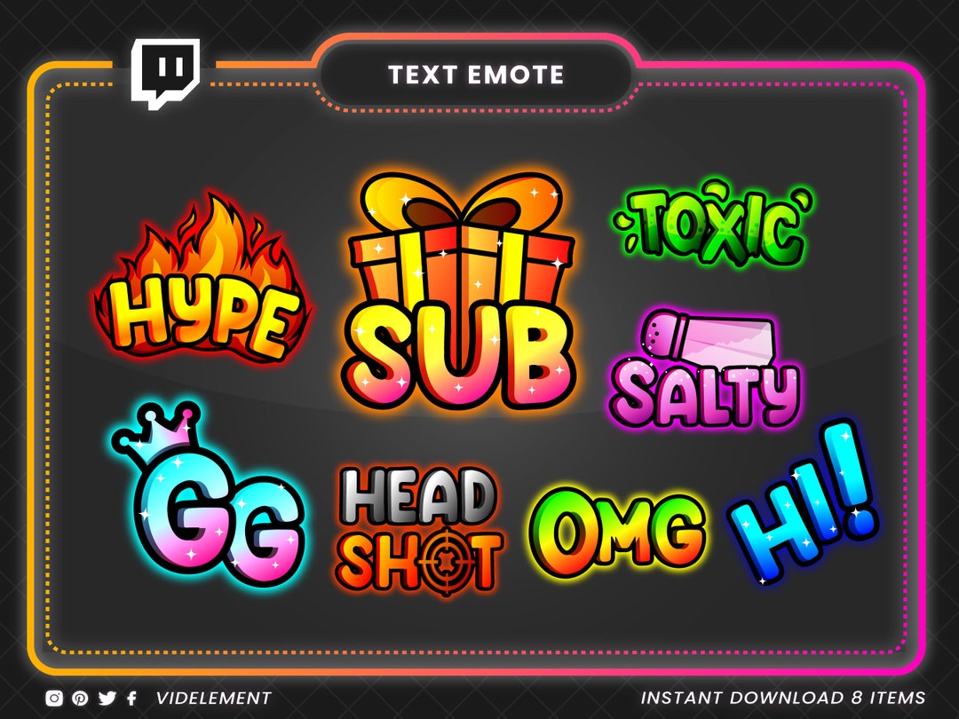 Animated Text Twitch Emote Pack: GG, Hype, Salty + More - Etsy Australia