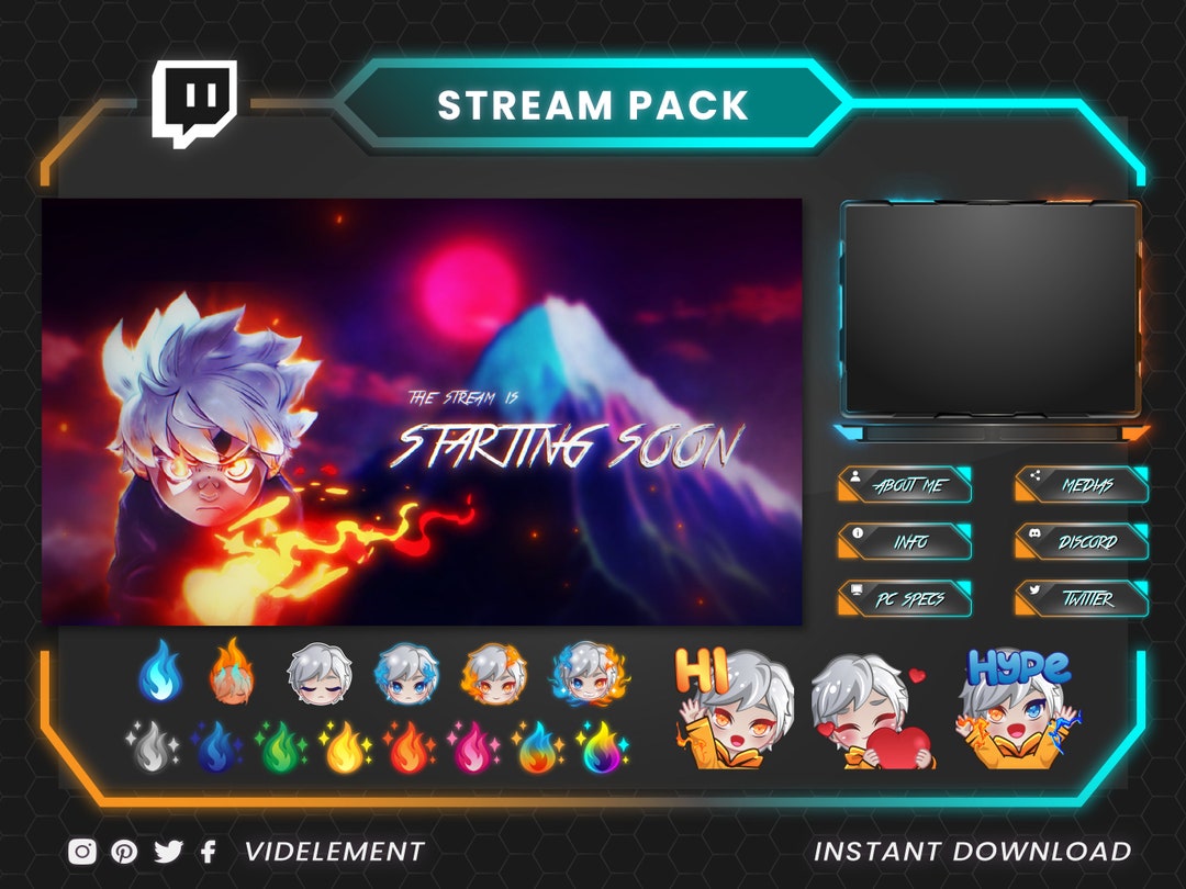 Ethereal Sentinel Animated Twitch Stream Pack: Fire & Ice Overlays - Etsy