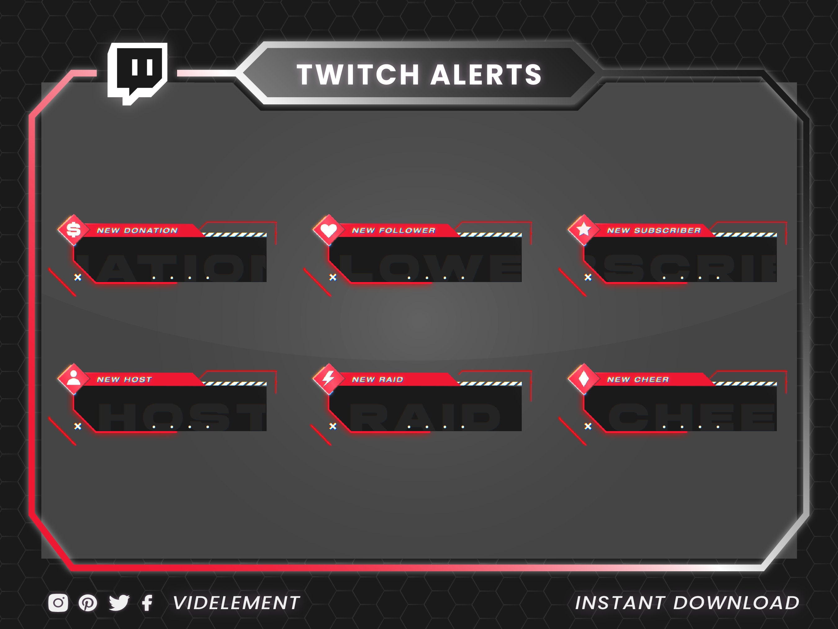 Animated Twitch Alerts Pack: Streamer Notification Graphics (.webm) - Etsy