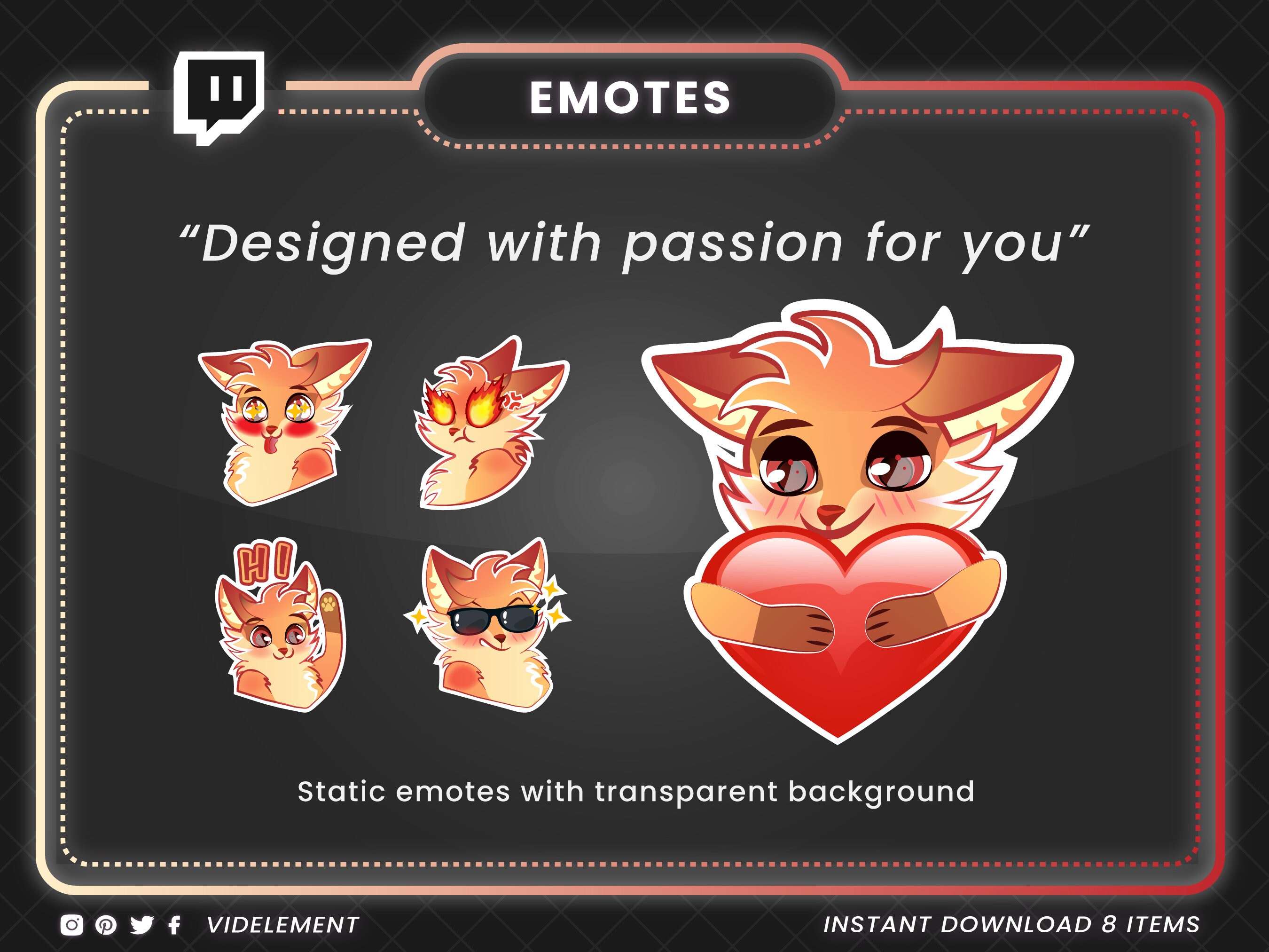 Fox Emote Twitch Emote Discord Emote Fox Text Emote Animal | Etsy UK