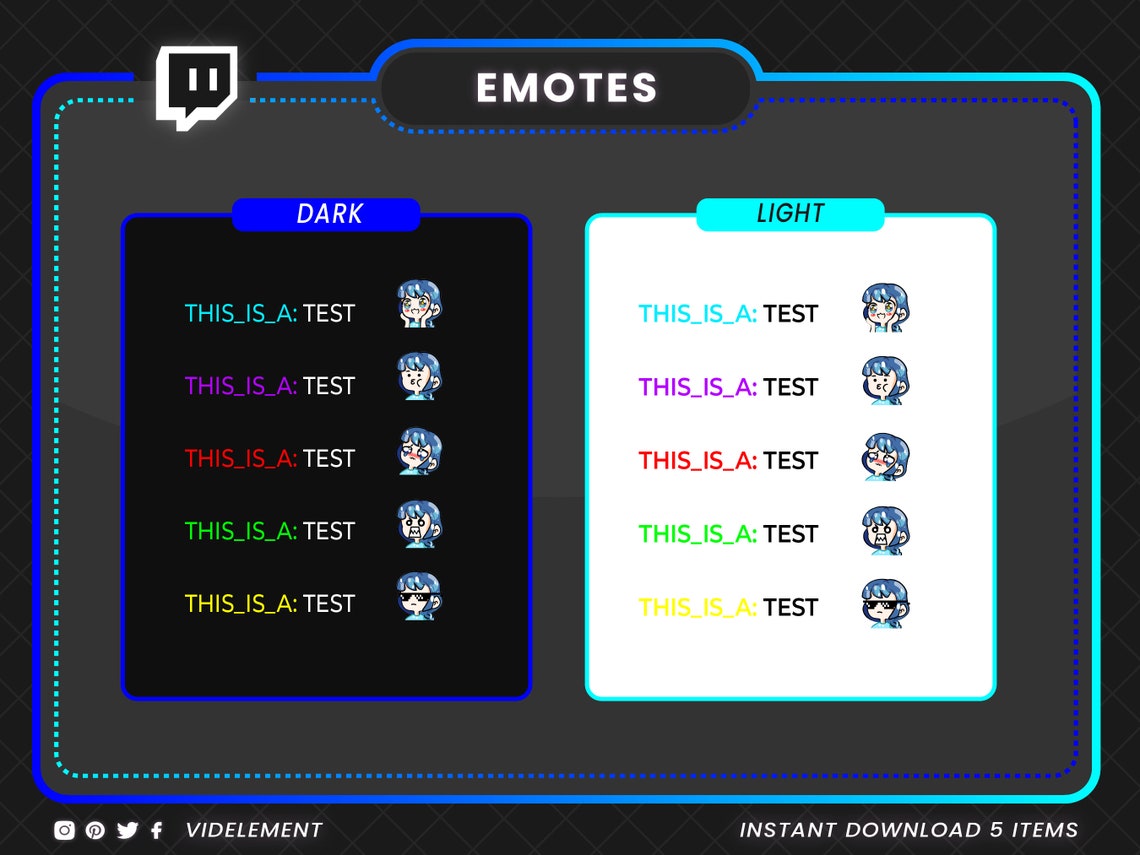 Blue Anime Doll Emotes for Twitch and Discord Twitch Emotes - Etsy