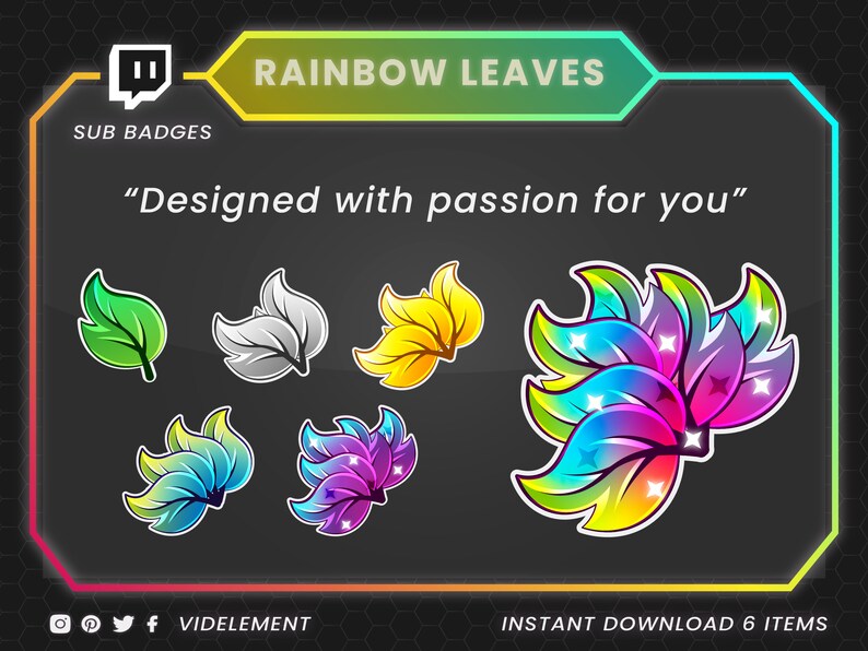 Rainbow Leaves Sub Leaves Sub Badges Rainbow Sub Badges - Etsy