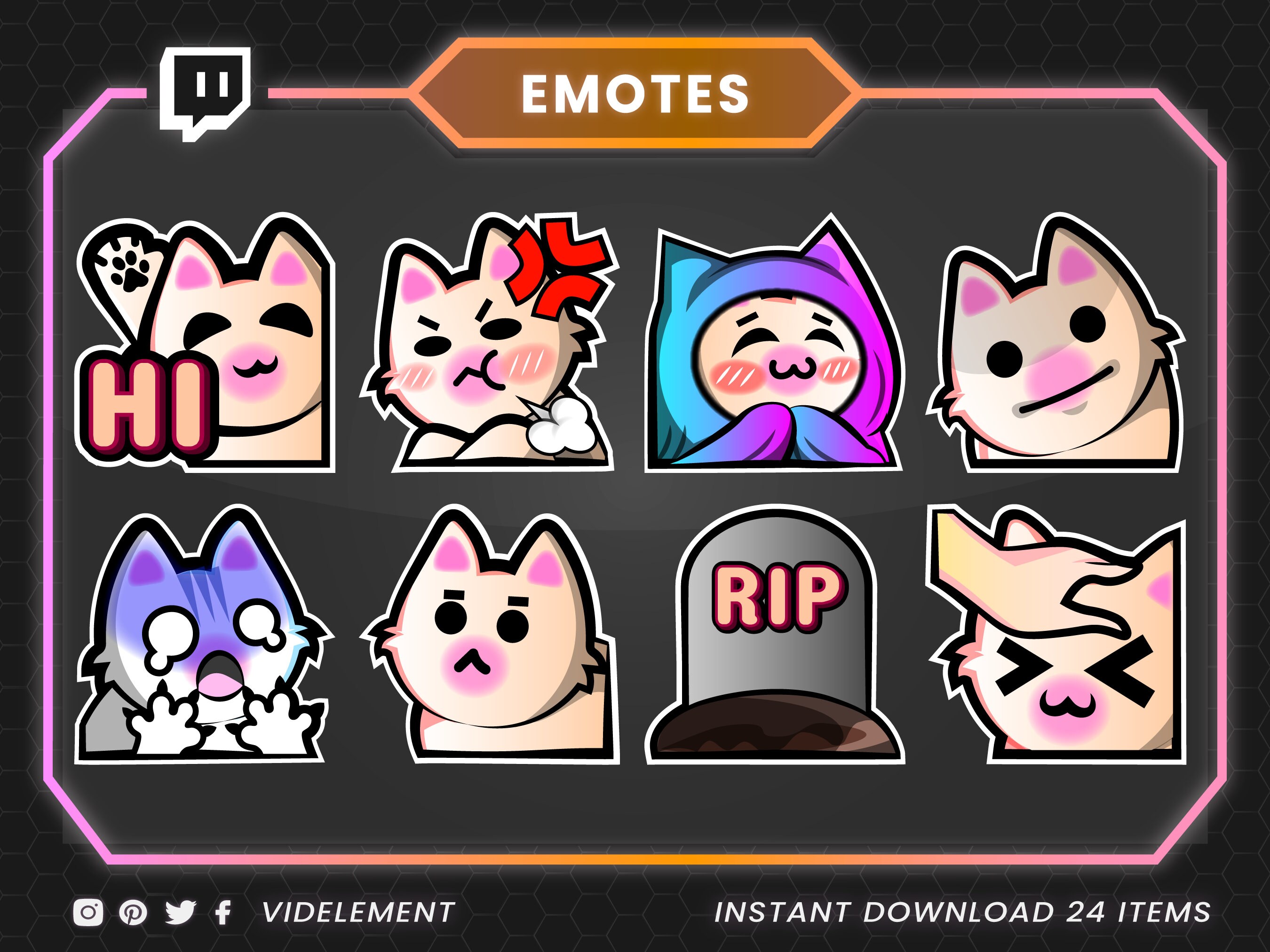 Kitten Twitch Emotes Twitch Sub Emotes Discord Emotes Text - Etsy