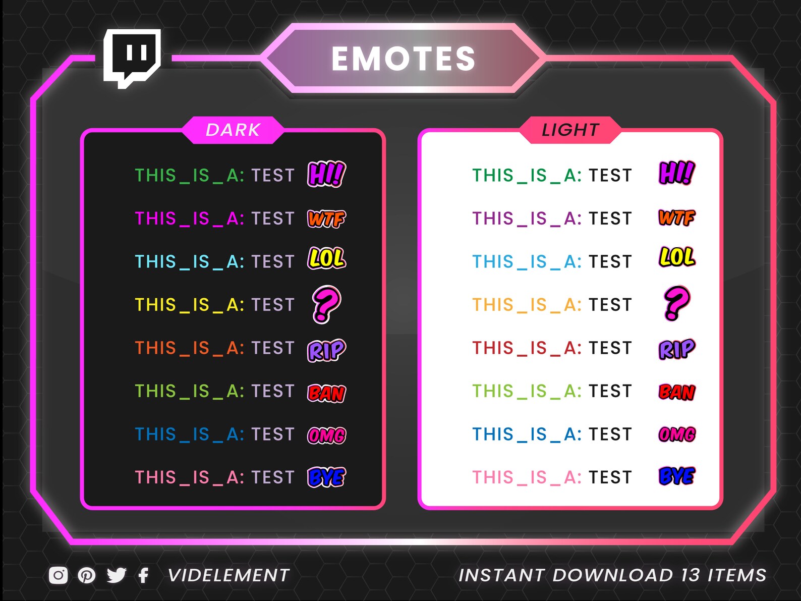 Twitch Emote Pack, Twitch Text Emote, Twitch Hi Emote, Twitch WTF Emote ...