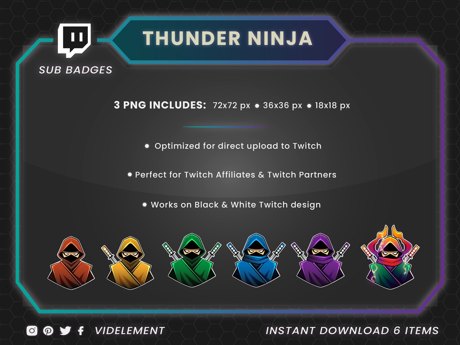Ninja Sub Badges Twitch Sub Badges Twitch Badges Sub Badges - Etsy