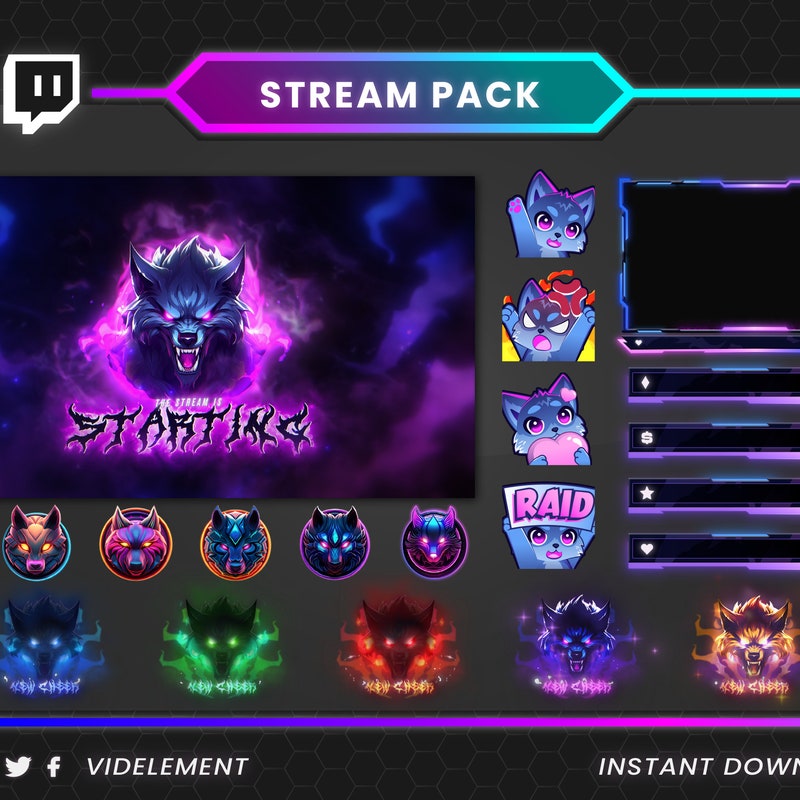 Twitch Overlay the Wolf - Etsy UK