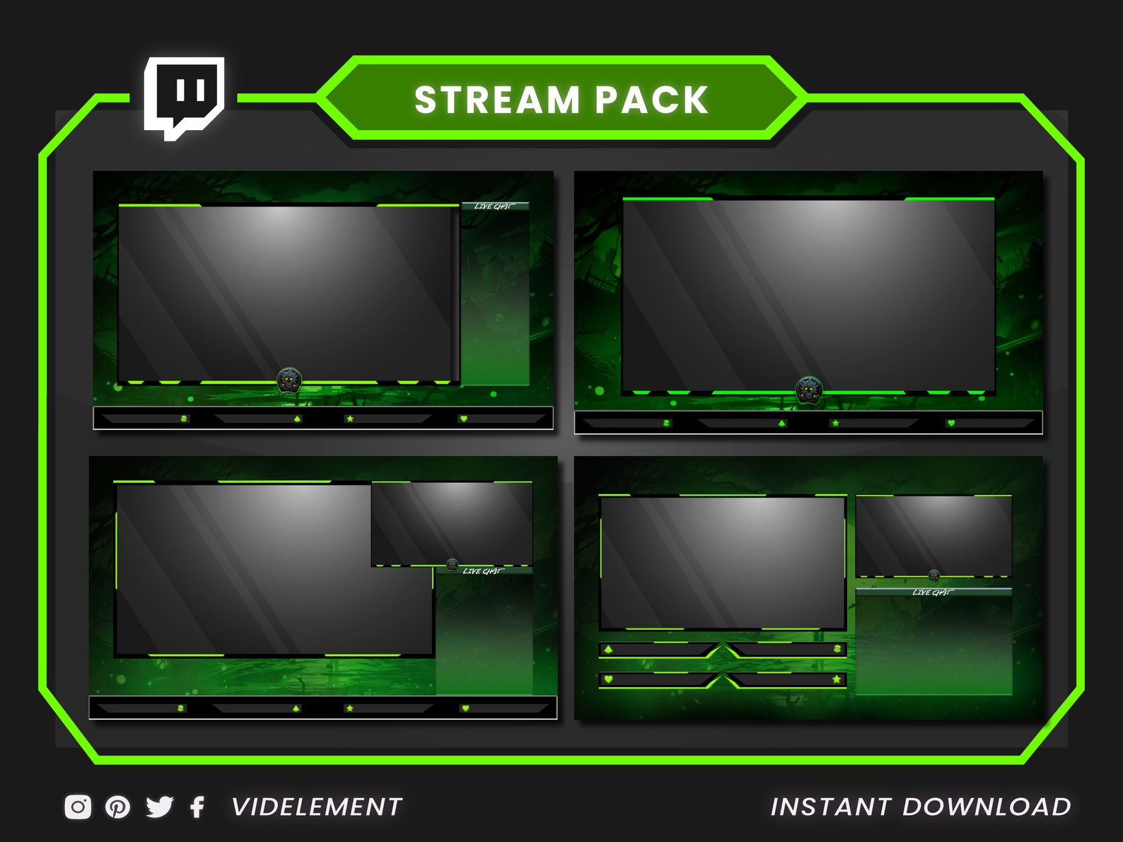 Zombie Stream Overlay Pack: Animated Alerts, Screens & Webcam Overlays ...