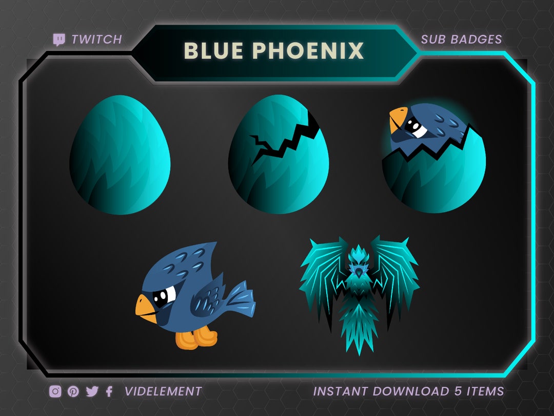 Blue Phoenix Twitch Sub Badges | Animal Badges | Twitch Sub Badges ...