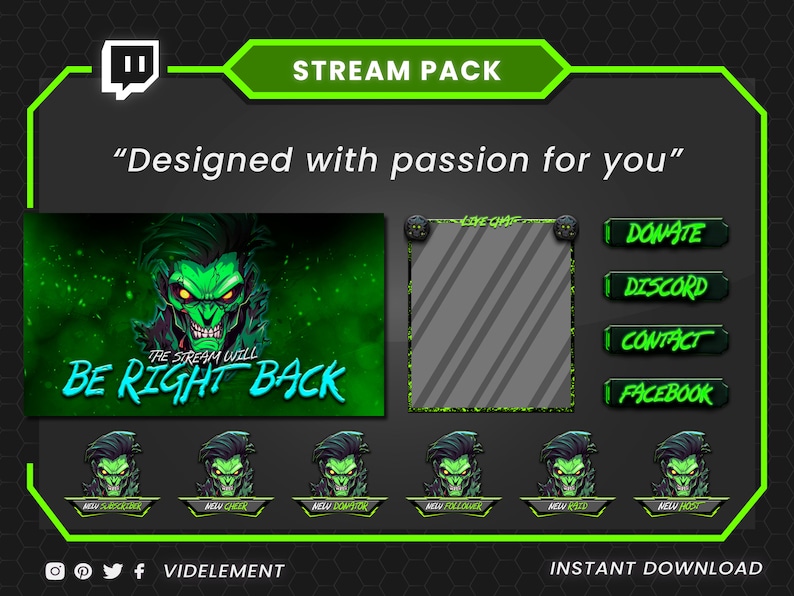 Zombie Stream Overlay Pack: Animated Alerts, Screens & Webcam Overlays ...