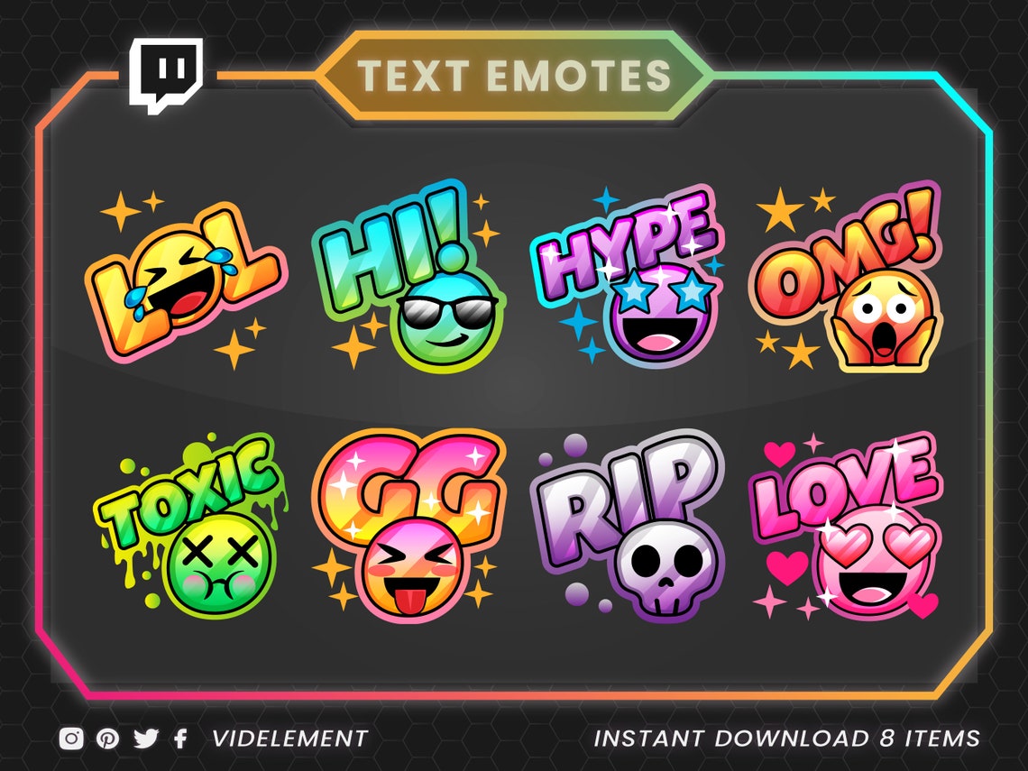 Twitch Emotes Twitch Text Emotes Face Text Emotes Smilies - Etsy