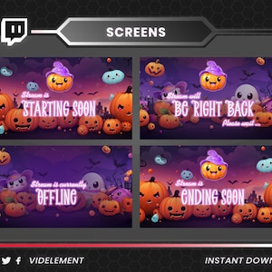 Pumpkin Halloween Stream Pack – Spooky Twitch Overlay, Animated Emotes ...