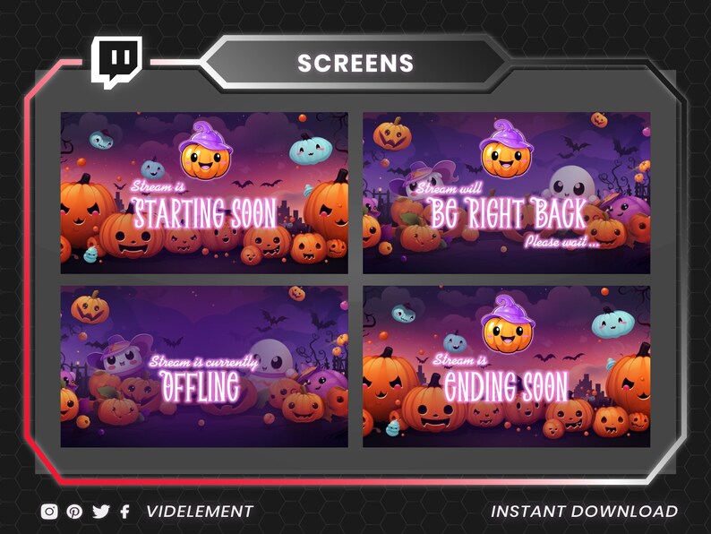 Pumpkin Halloween Stream Pack – Spooky Twitch Overlay, Animated Emotes ...