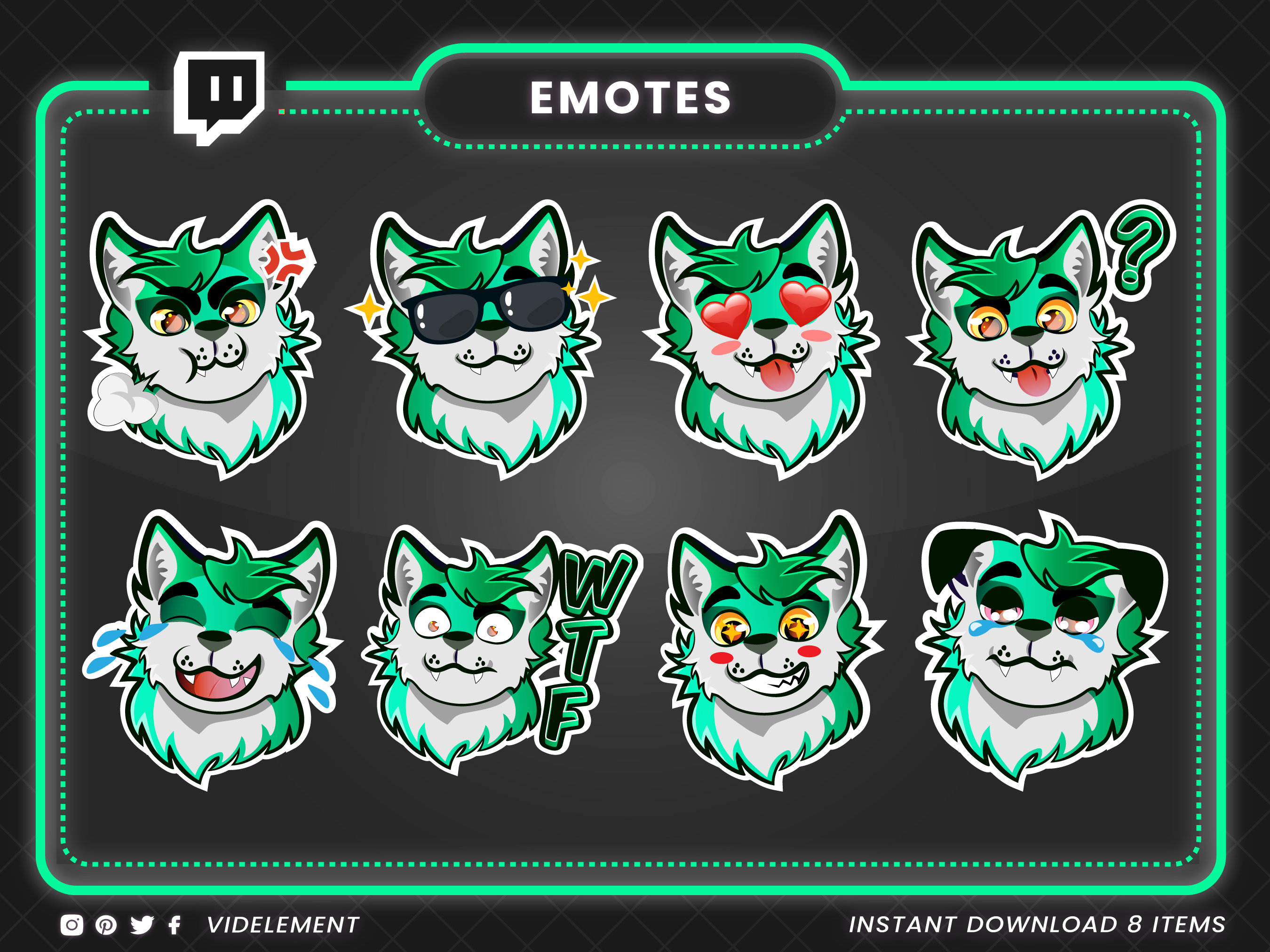 Wolf Emotes Twitch Emote Discord Emote Text Emote Animal - Etsy Canada