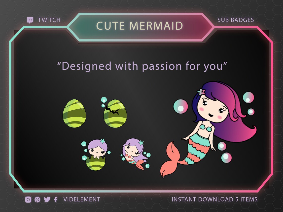 Mermaid Sub Badges, Twitch Sub Badges, Twitch Badges, Twitch Sub Badge ...
