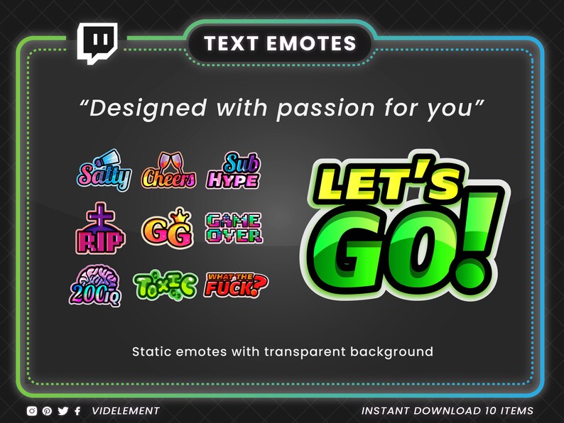 Twitch Text Emotes Emote Pack Text Emote Twitch Emote - Etsy
