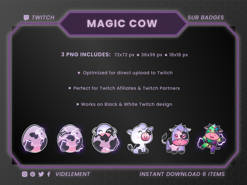 Cow Sub Badges, Twitch Sub Badges, Twitch Badges, Sub Badges Twitch ...