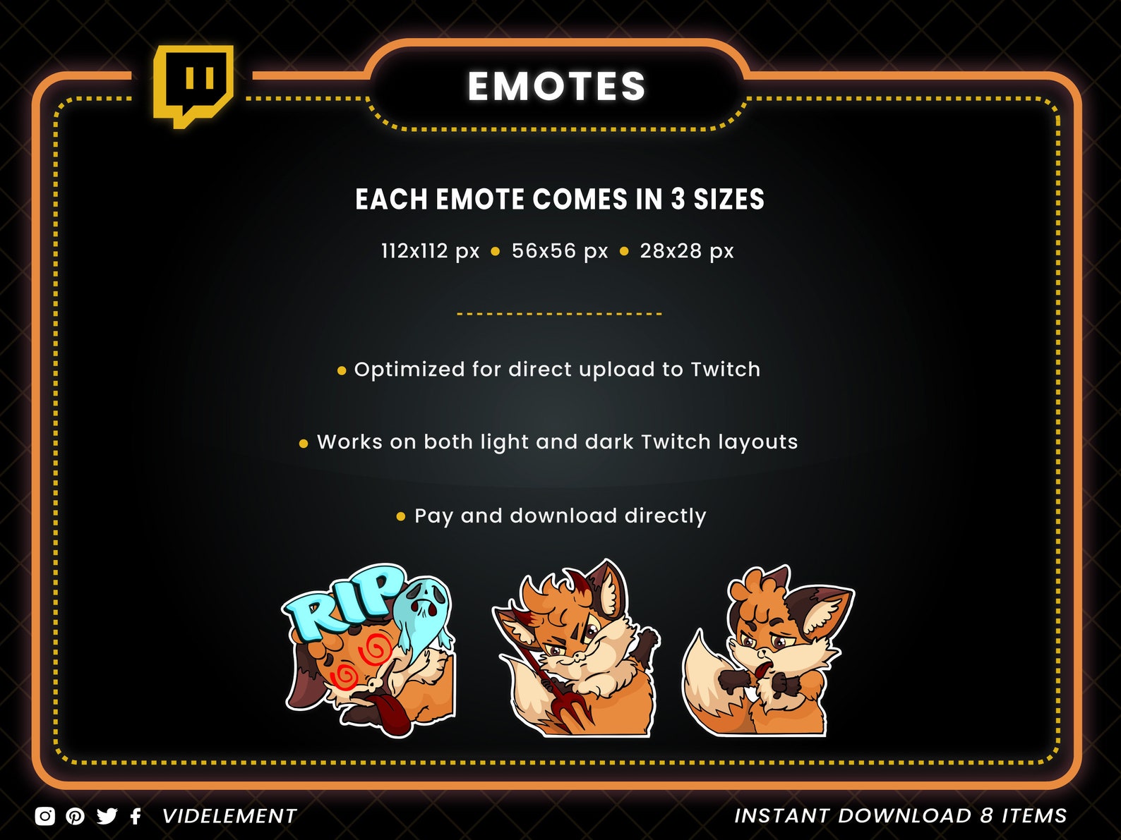 8 Fox Emotes, Twitch Emote, Fox Text Emote, Animal Emote, Hype Emote ...