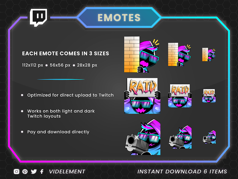 Animated Emotes Neon, Twitch Emote, Text Emote, Emote Twitch, Discord ...