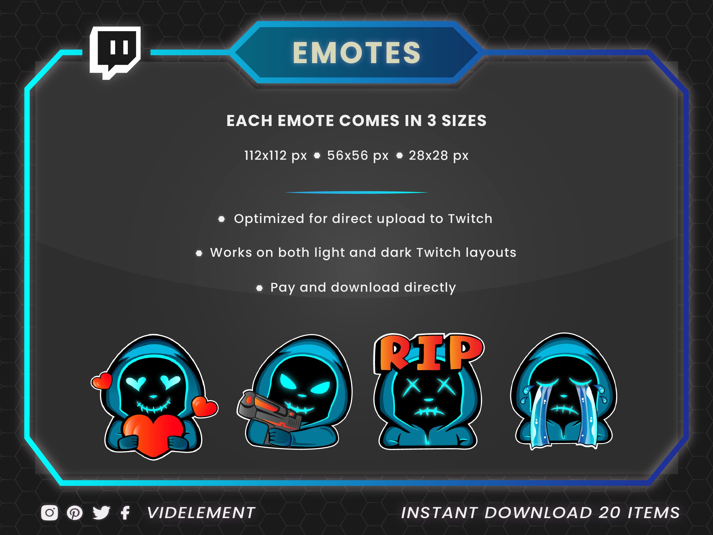 Twitch Emotes Twitch Sub Emotes Text Emotes Neon Mask - Etsy