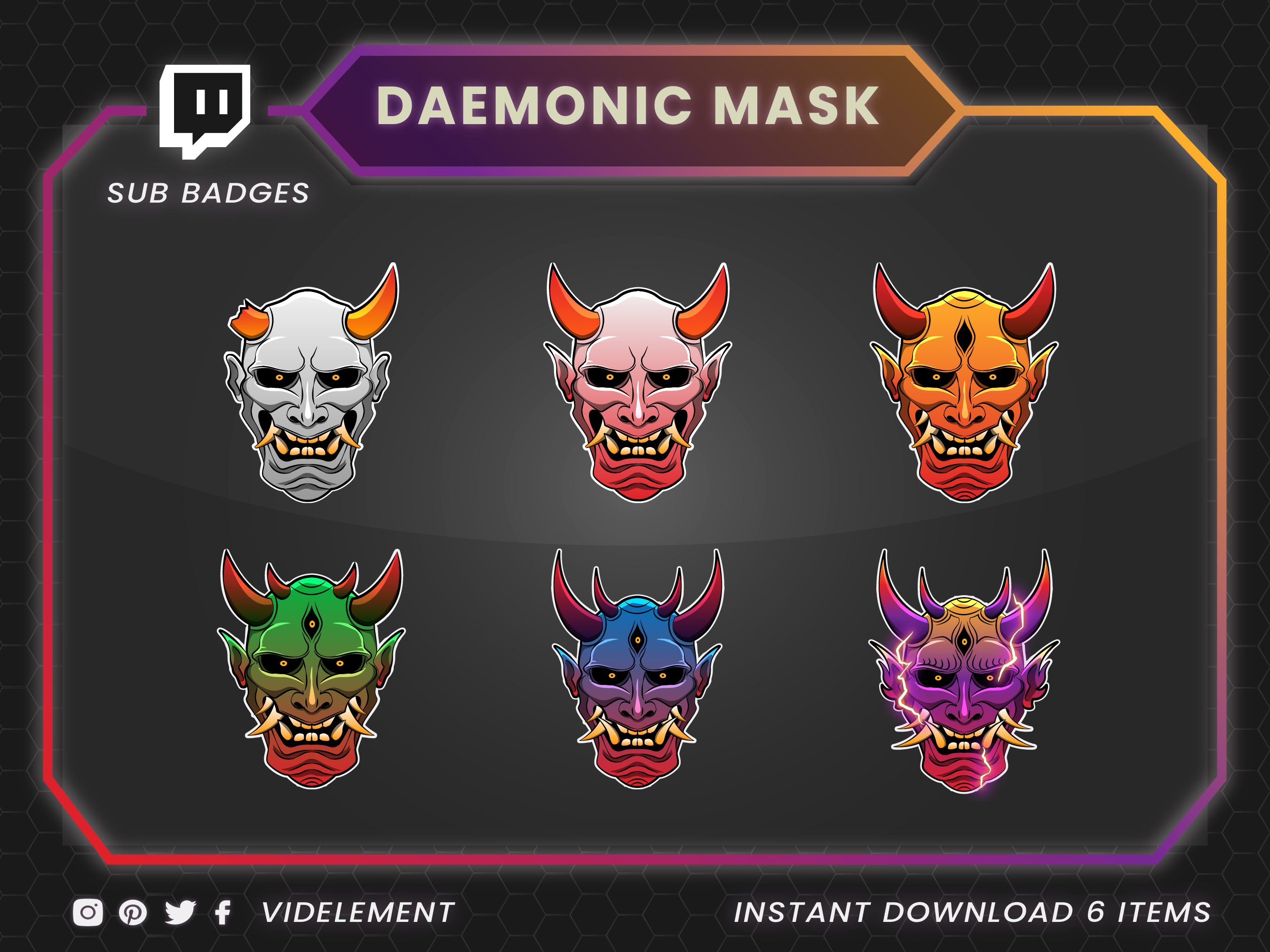 Daemonic Mask Twitch Sub Badges - Etsy Canada