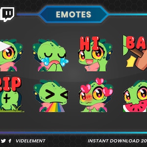 20 Dynamic Twitch Emotes With Chibi Lizard Charm | Twitch Sub Emotes ...