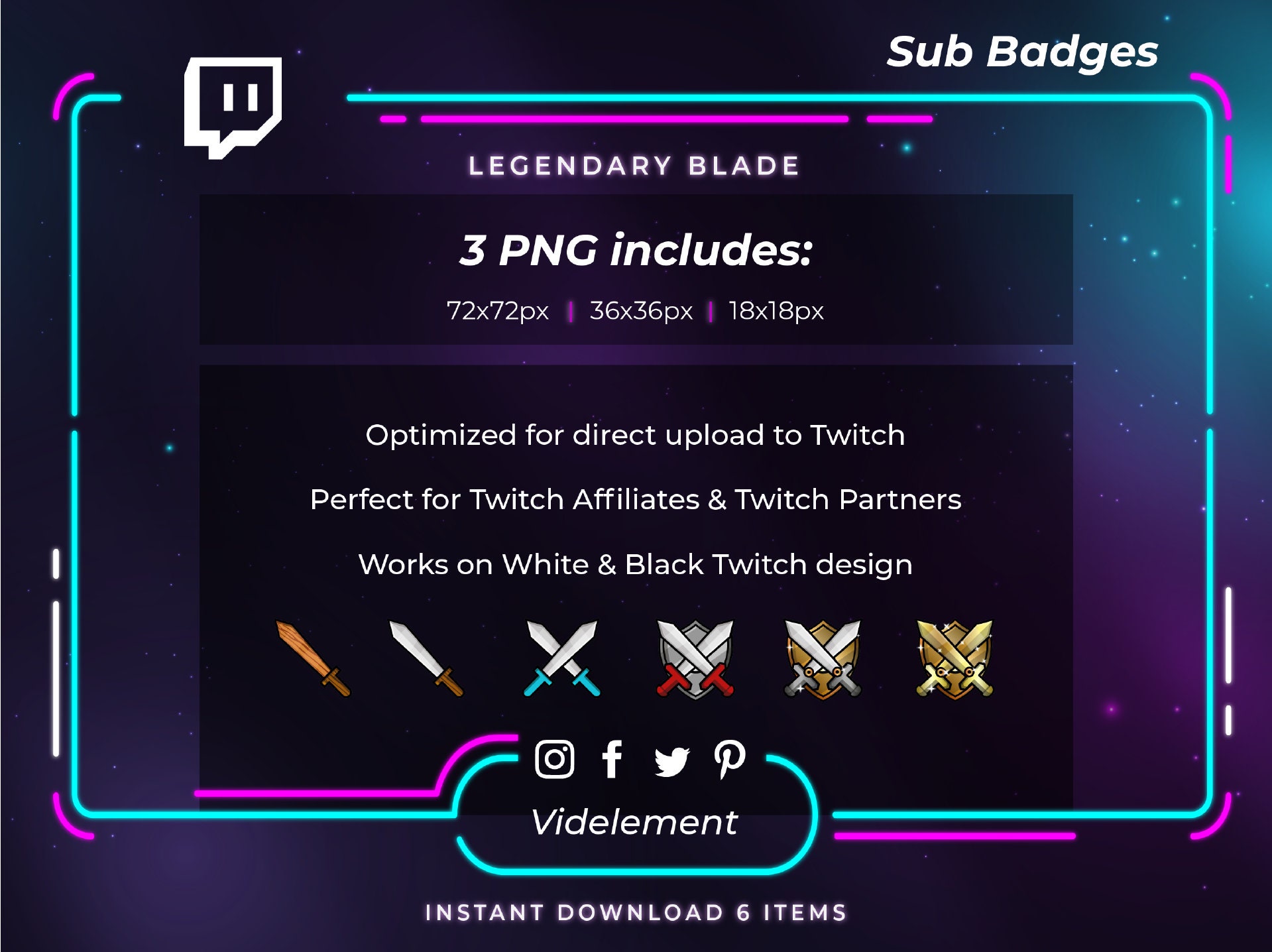 Blade Sub Badges Weapons Sub Badges Twitch Sub Badges | Etsy