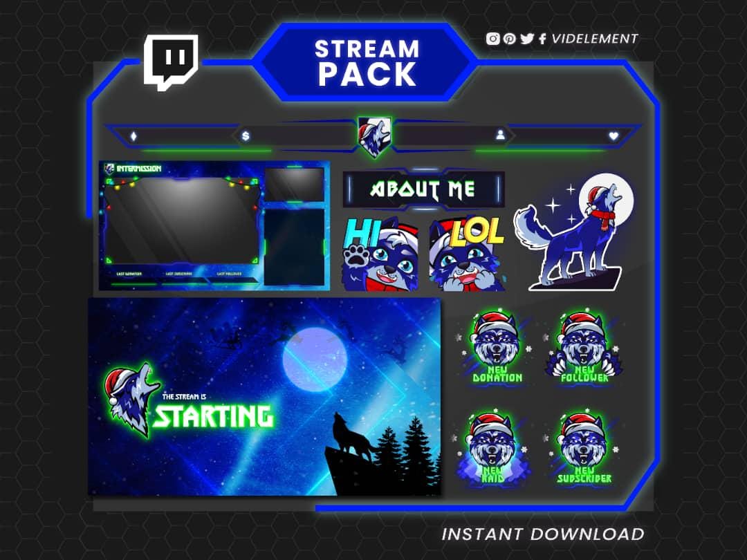 Moon Wolf Twitch Overlays, Stream Overlay, Webcam Overlay, Twitch Alert ...