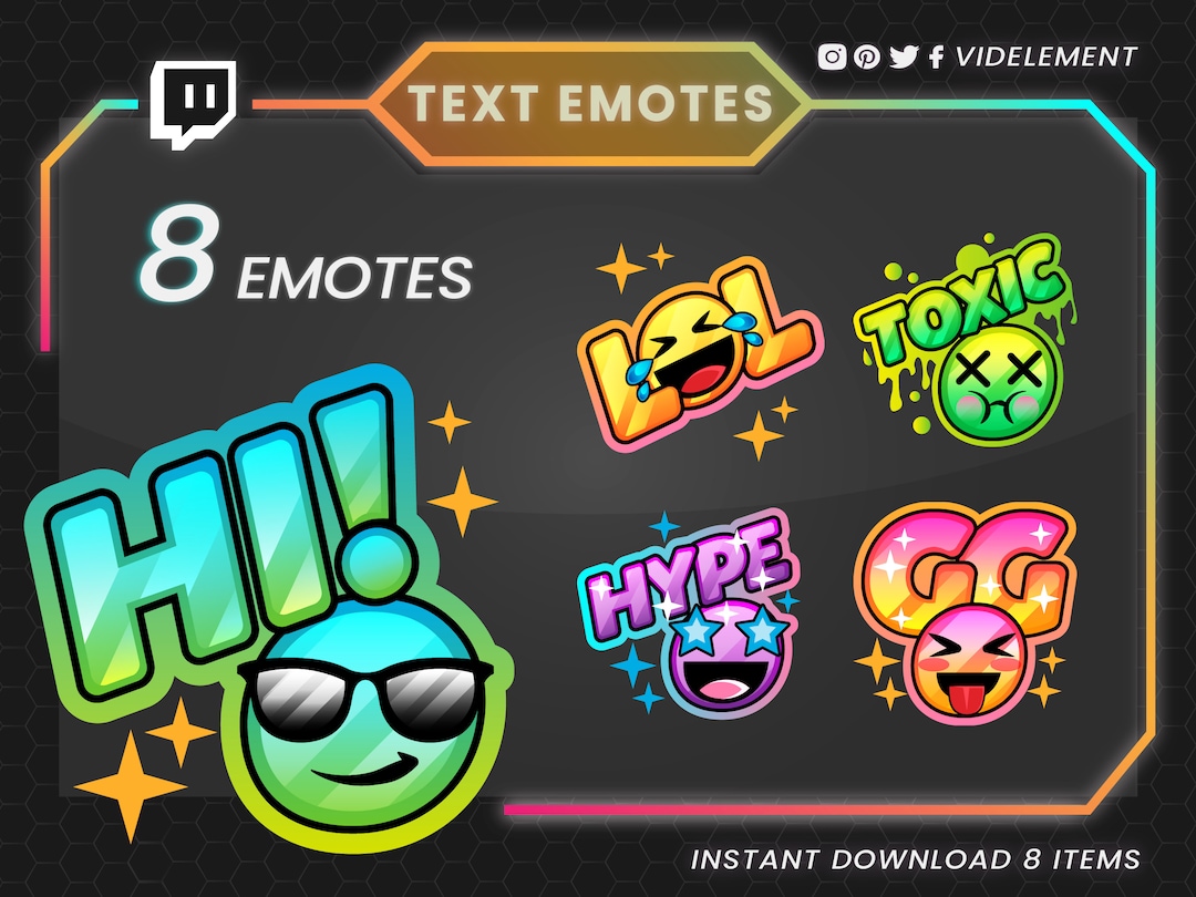 Twitch emotes, Twitch text emotes, face text emotes, smileys text ...