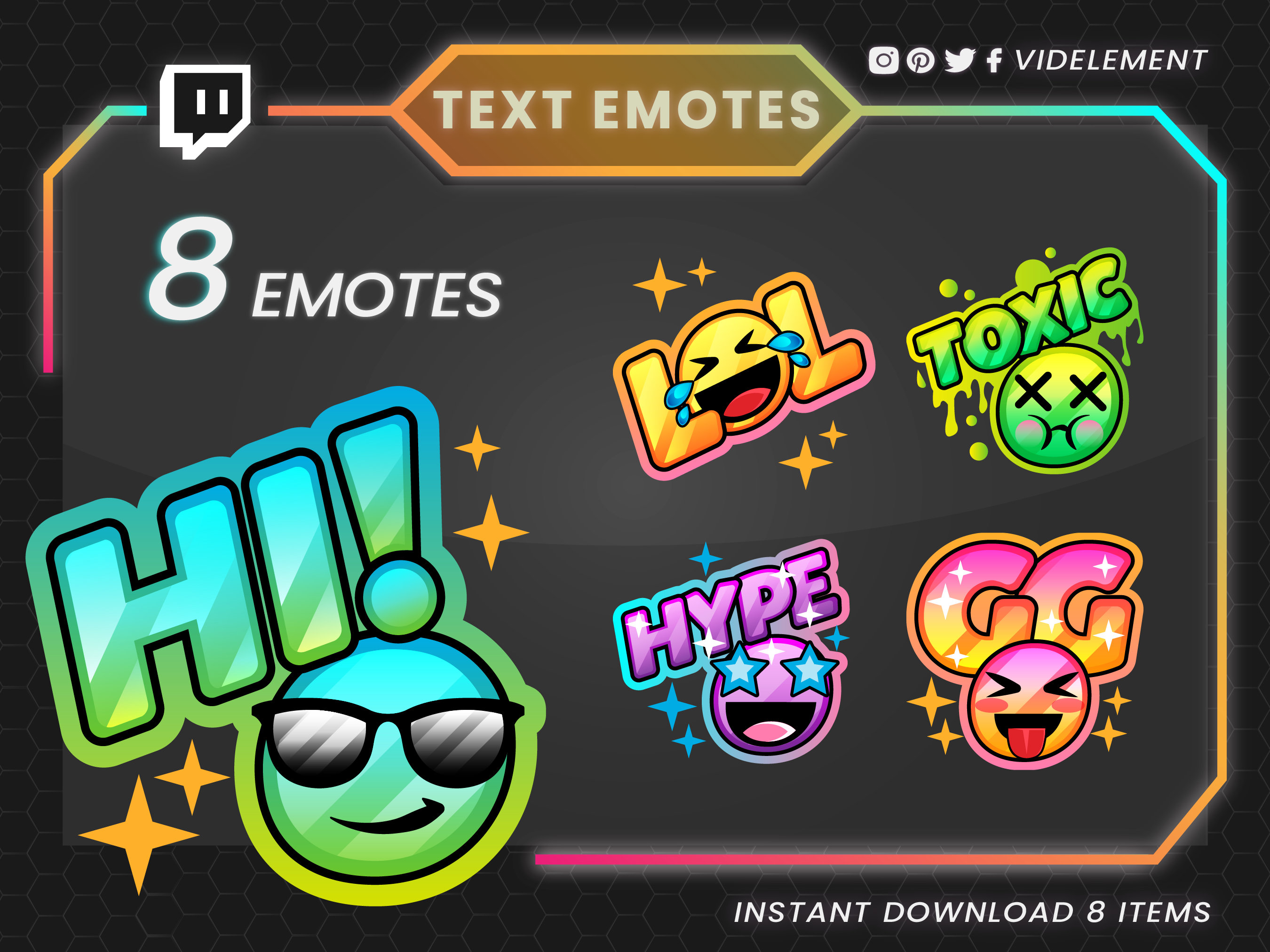 Twitch Emotes Twitch Text Emotes Face Text Emotes Smilies - Etsy UK