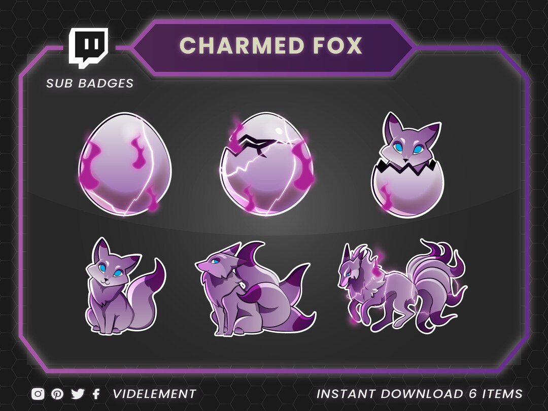 Fox Sub Badges for Your Twitch Channel | Cute Fox, Purple Fox, Twitch ...