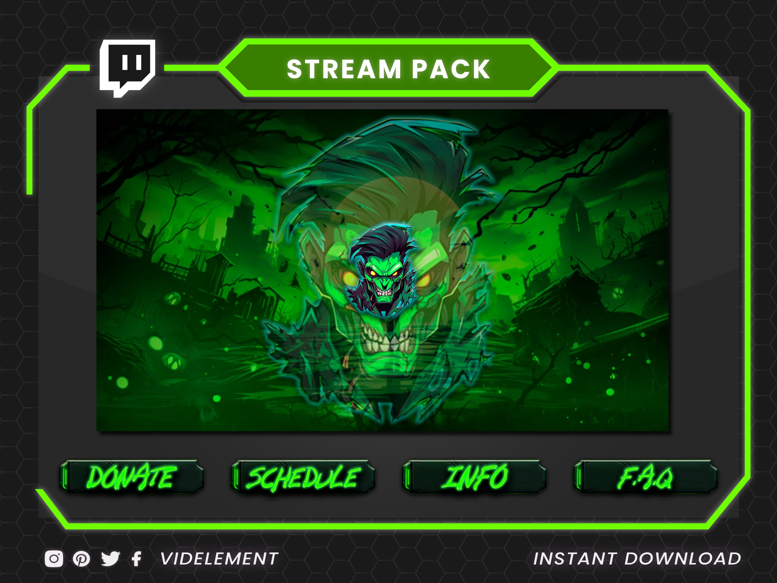 Zombie Stream Overlay Pack: Animated Alerts, Screens & Webcam Overlays ...