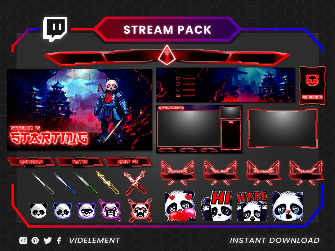 Ninja Panda Stream Pack – Animated Twitch Emotes, Overlay & Stream ...