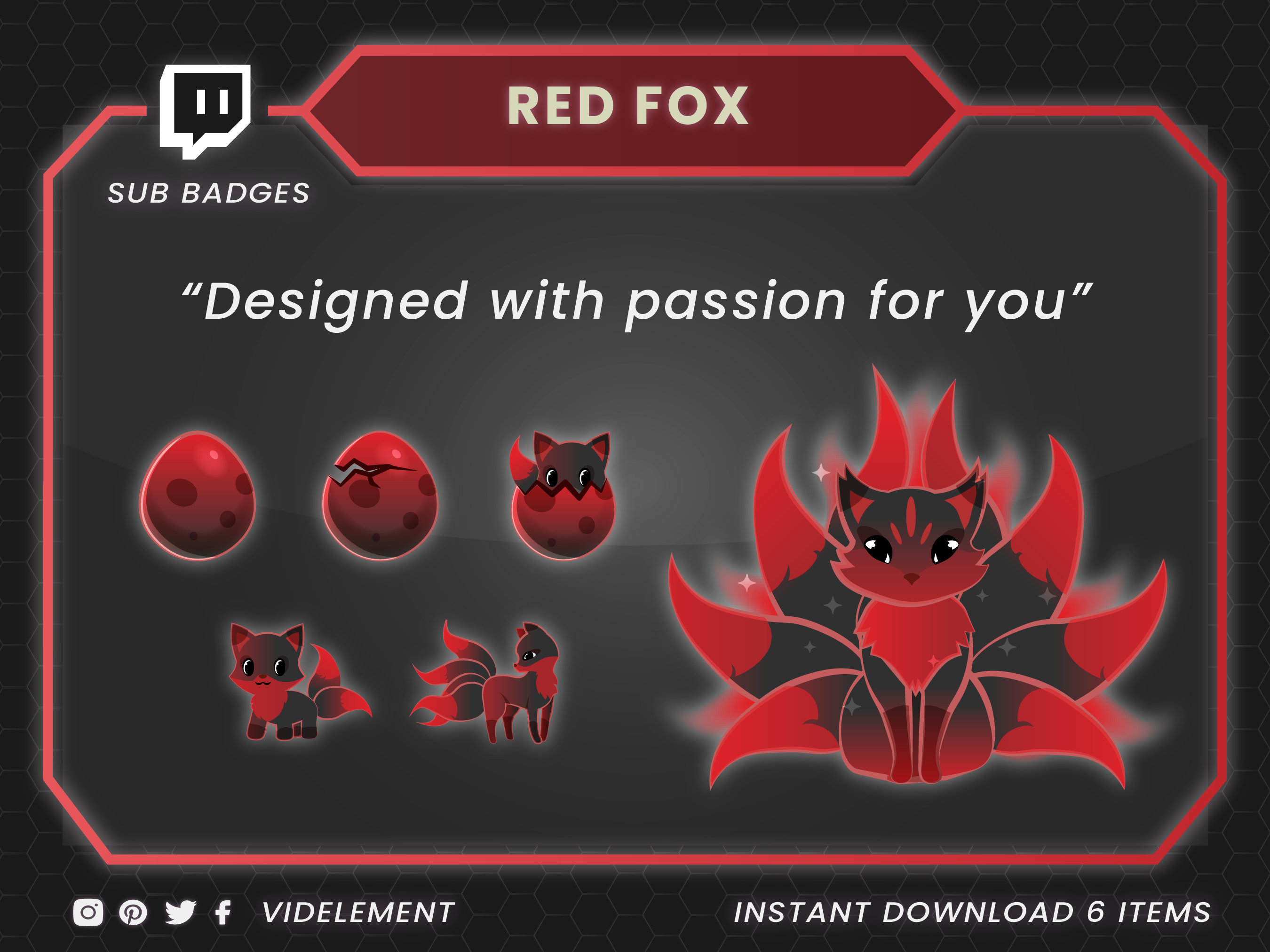 Red Fox Sub Badges Twitch Sub Badges Twitch Badges Twitch - Etsy Canada