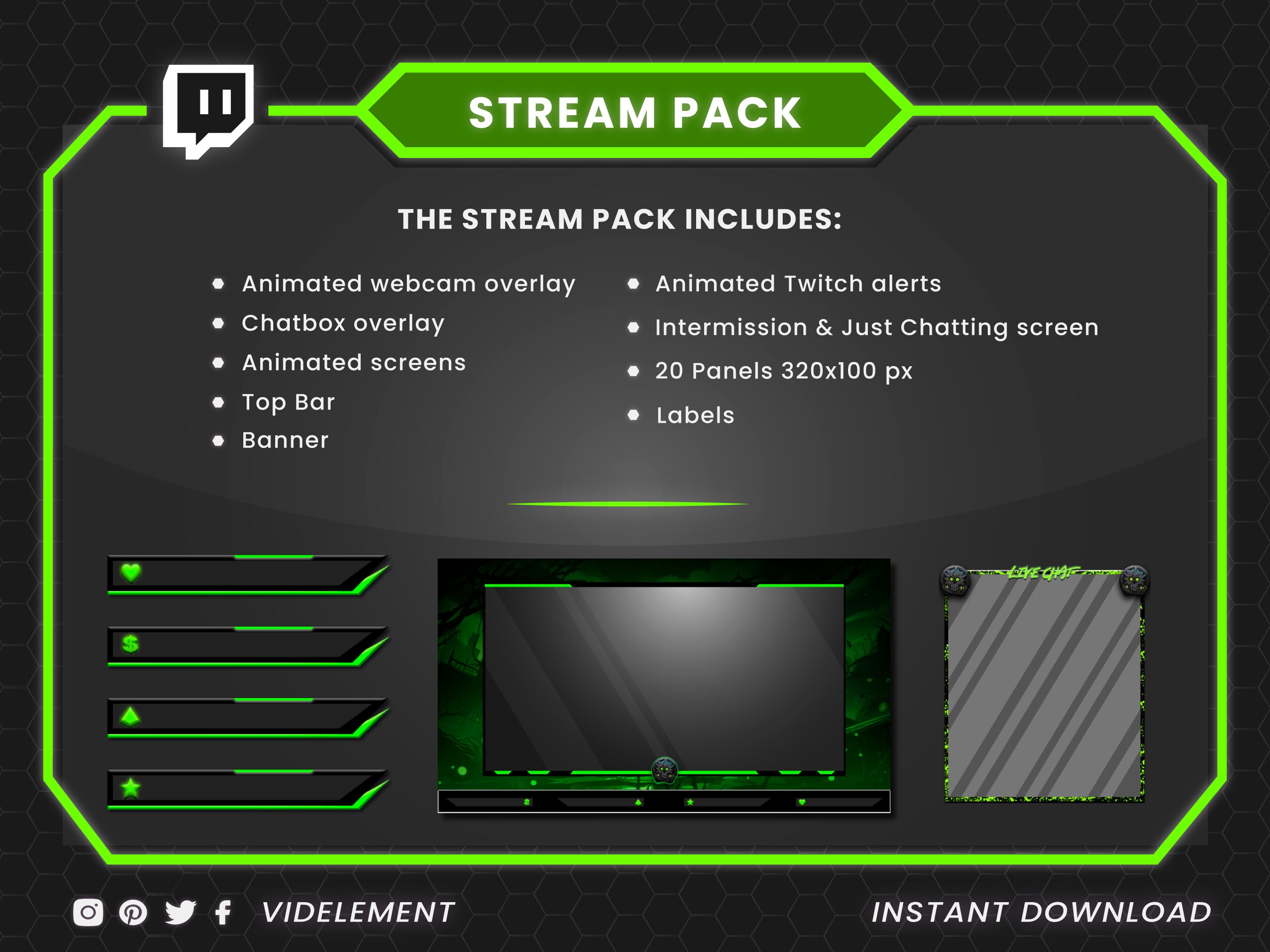 Zombie Stream Overlay Pack: Animated Alerts, Screens & Webcam Overlays ...