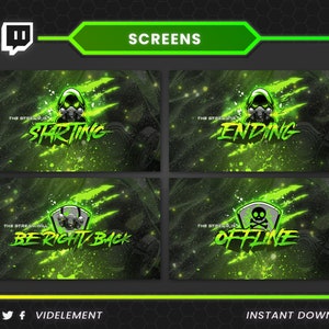 Animated Green Stream Pack: Webcam, Panels, Overlay (digital Download ...