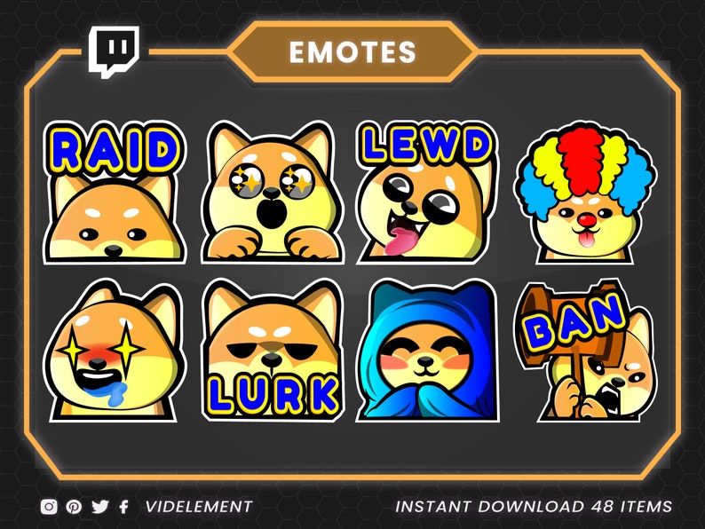 48 Twitch Emotes Twitch Sub Emotes Discord Emote Text - Etsy