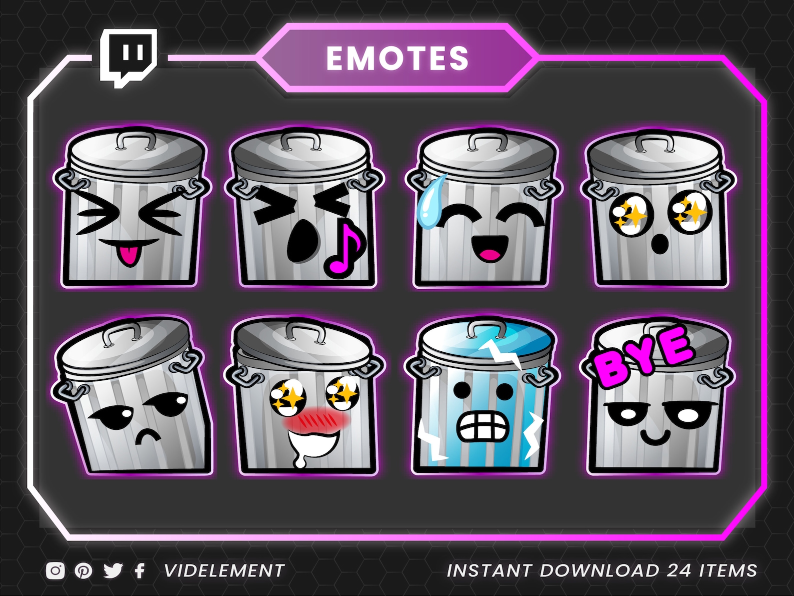 Trash Can Emotes, Trash Bin Emotes, Twitch Emotes, Twitch Sub Emote ...