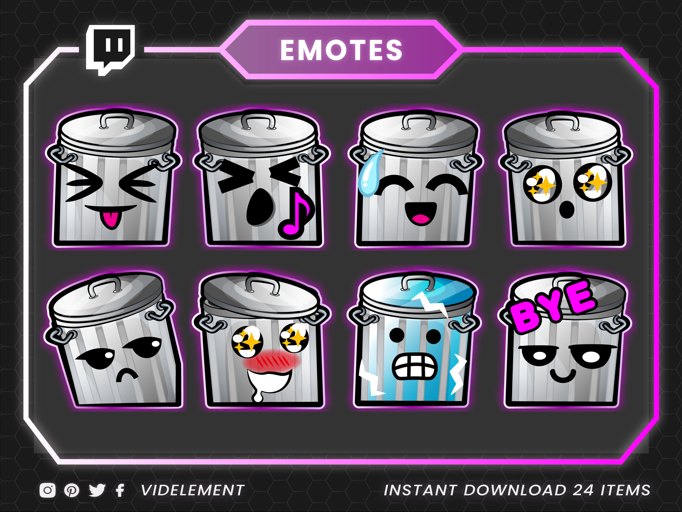 Trash Can Emotes Trash Bin Emotes Twitch Emotes Twitch Sub - Etsy UK