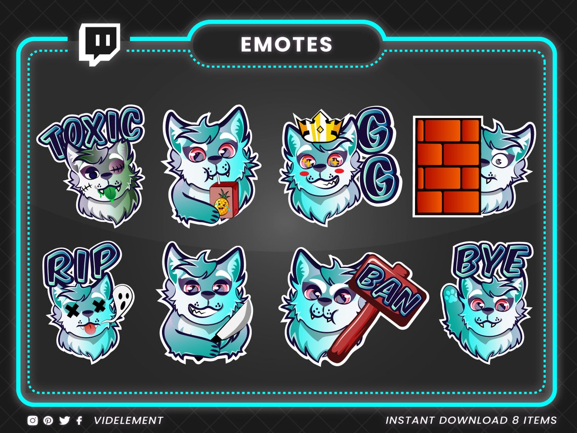 Wolf Emote Twitch Emote Discord Emote Wolf Text Emote - Etsy