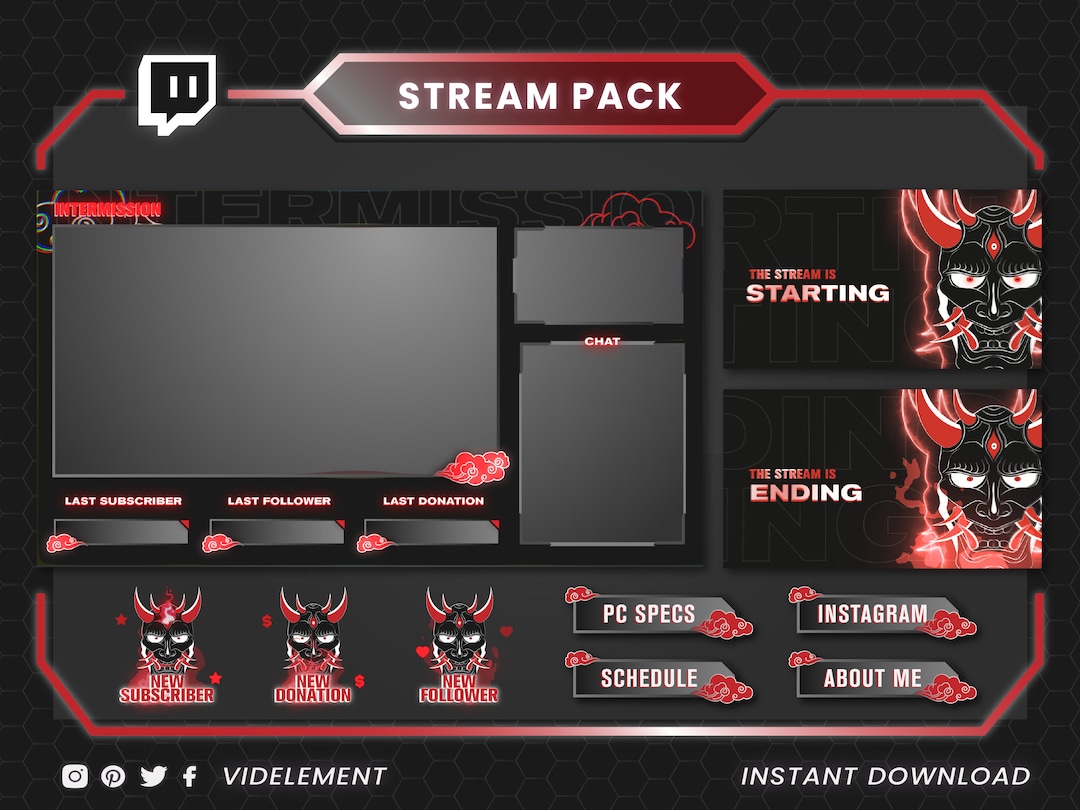 Stream Overlay, Stream Overlay Package, Twitch Stream Overlay, Stream ...