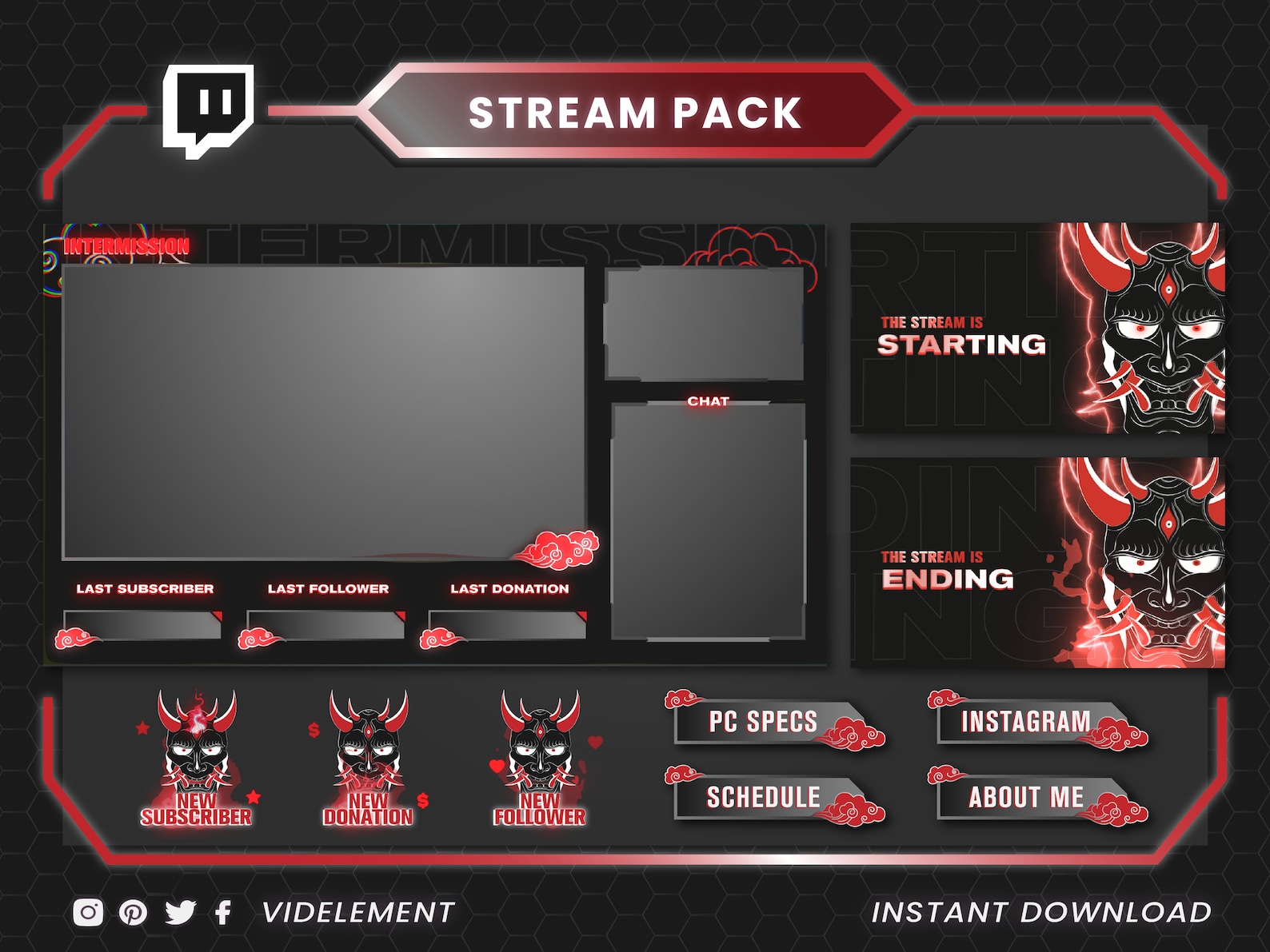 Stream Overlay, Stream Overlay Package, Twitch Stream Overlay, Stream ...