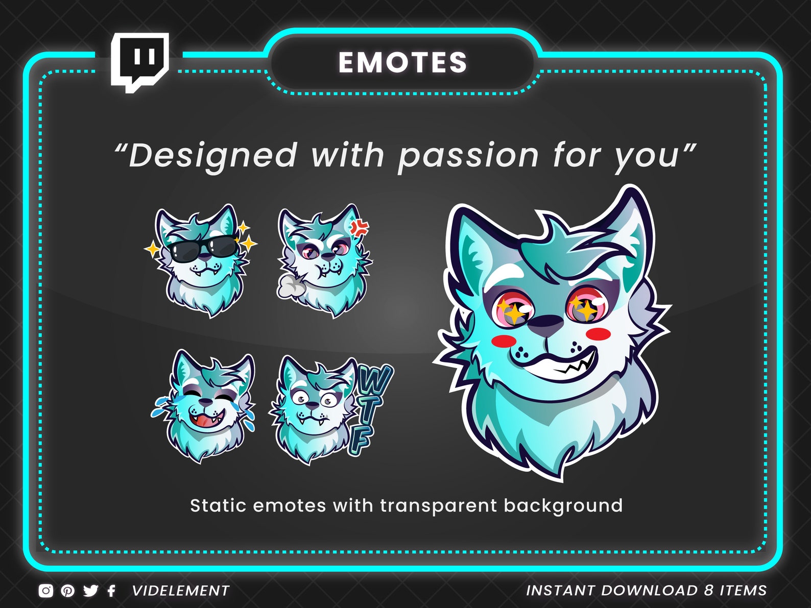 Wolf Emotes Twitch Emote Discord Emote Text Emote Animal - Etsy Singapore
