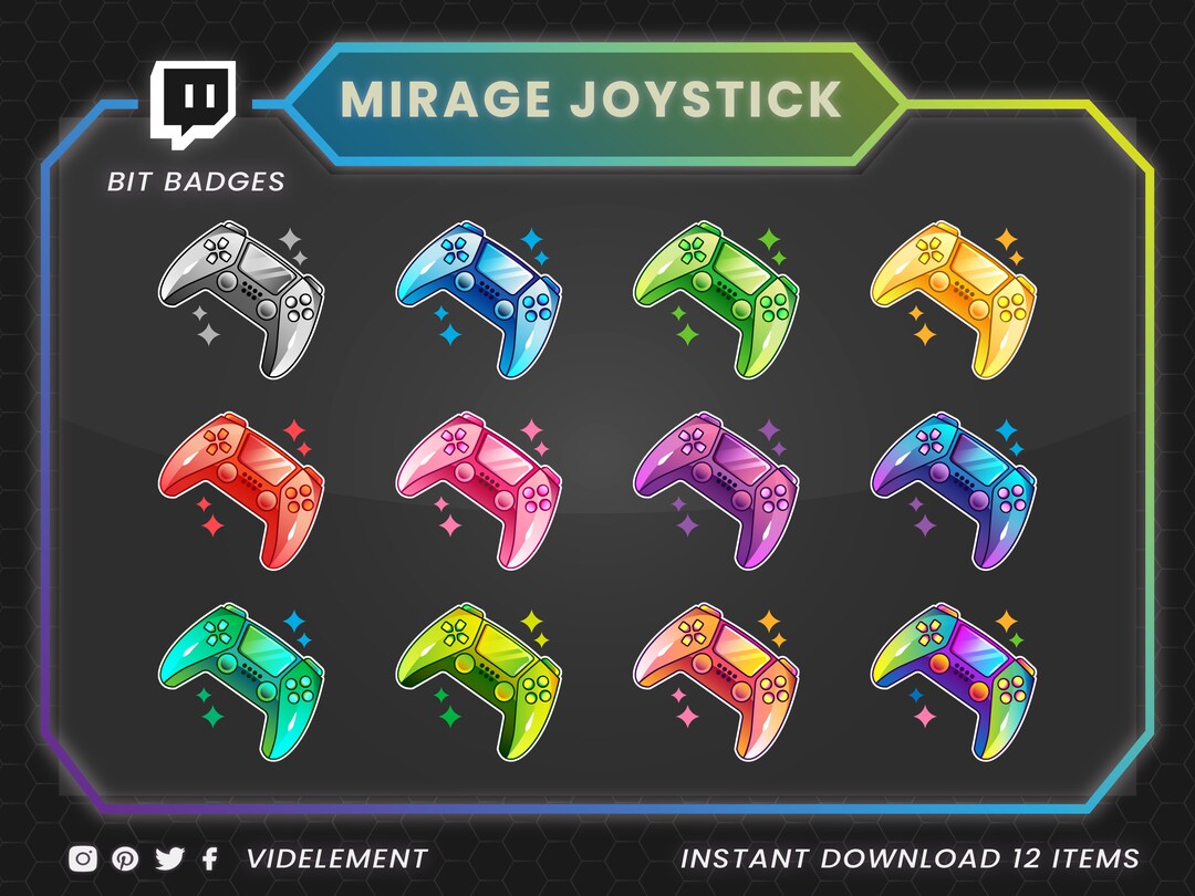 Joystick Twitch Bit Badges: Colorful Game Controller Emblems (digital ...