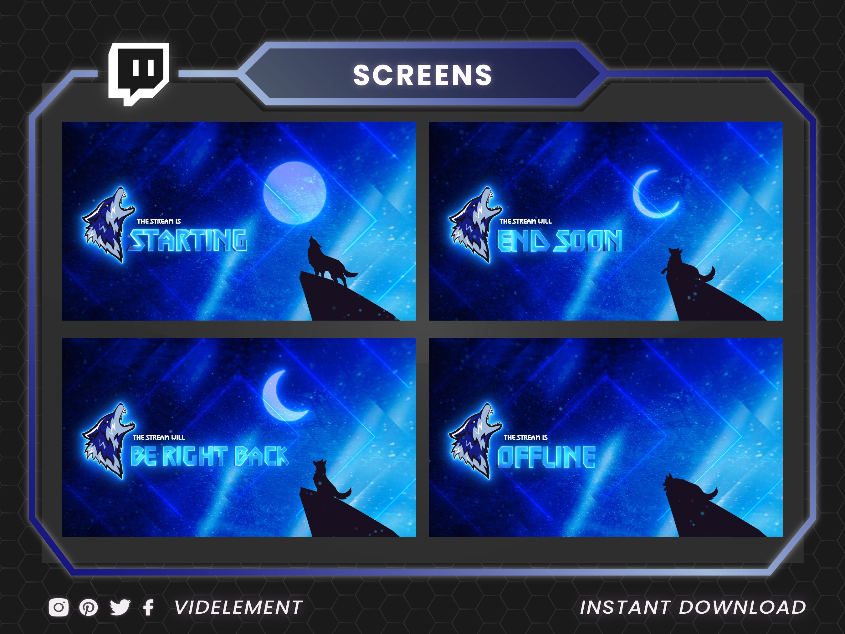 Wolf Stream Pack Animated Webcam Twitch Panels Twitch Wolf - Etsy Australia