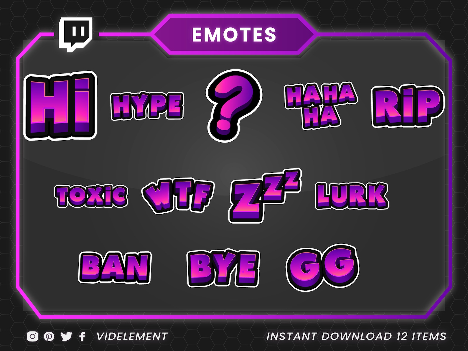 Twitch Emote Pack Twitch Text Emotes Twitch Hi Emote - Etsy Canada