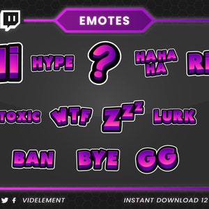 Twitch Emote Pack | Twitch Text Emotes, Twitch Hi Emote, Twitch GG ...